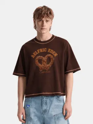 AELFRIC EDEN Pretzel Graphic Boxy T-shirt - Brown