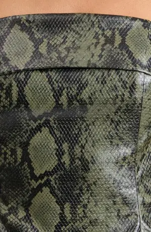 Avec Les Filles Python Print Faux Leather Strapless Top