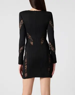 Philipp Plein Long Sleeve Lace Mini Dress