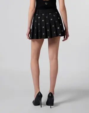 Philipp Plein Pleated Mini Skirt Monogram Strass Monogram Strass