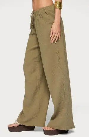 EDIKTED Viktoria Wide Leg Gauze Pants