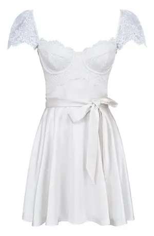 House Of Cb Selena Satin & Lace Minidress
