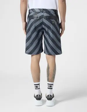 Philipp Plein Weaved Leather Shorts With Stripes
