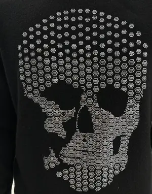 Philipp Plein Cashmere Roundneck Pullover With Skull Embellishment