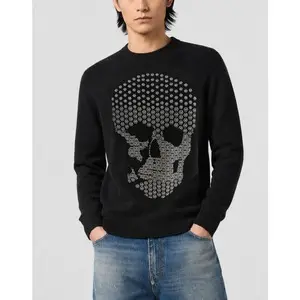 Philipp Plein Cashmere Roundneck Pullover With Skull Embellishment - Black