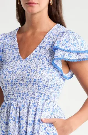 SUGARLIPS Maisie Floral Print Tiered Midi Dress