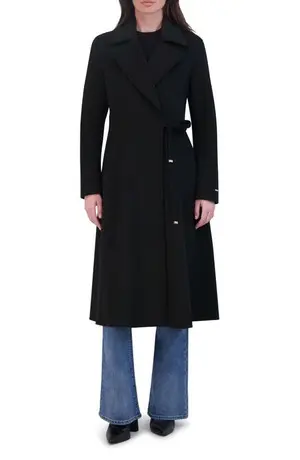 Tahari Shay Wool Blend Wrap Coat - Black