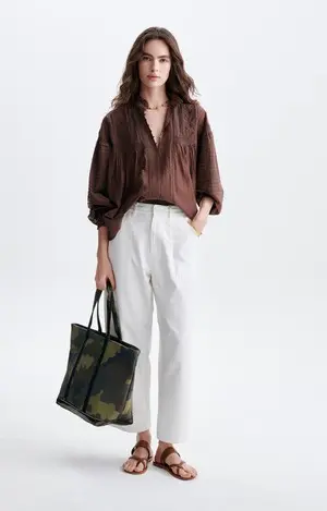 Vanessa Bruno Dahlia High Neck Lace Blouse - Marron