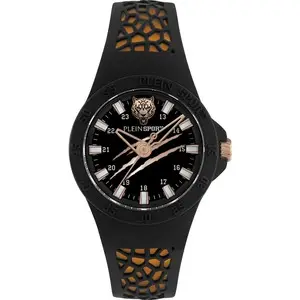 PLEIN SPORT PLEIN SPORT THUNDERSTORM Unisex Watch With Silicone Strap Black/goldenrose