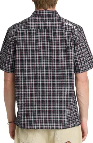Quiksilver Yg Oversize Plaid Short Sleeve Seersucker Button-up Shirt - Anthracite