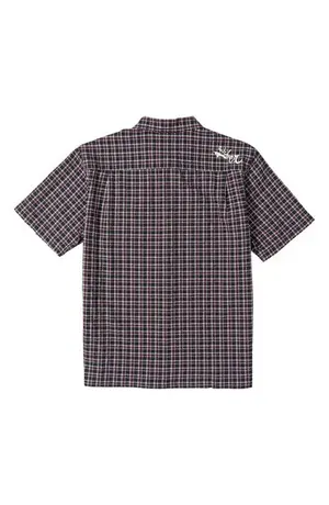 Quiksilver Yg Oversize Plaid Short Sleeve Seersucker Button-up Shirt - Anthracite