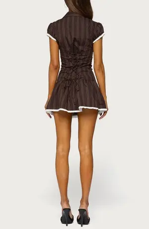 EDIKTED Clarah Striped Button Up Minidress