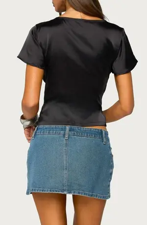 EDIKTED Aurora Ruffle Satin Top
