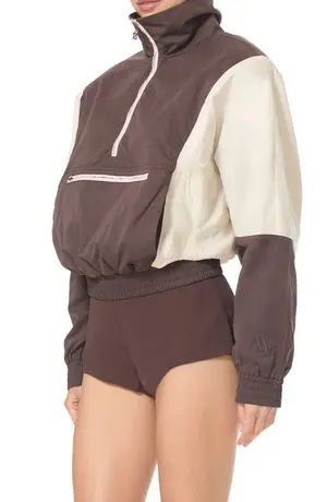 AFRM Colorblocked Quarter Zip Pullover - Mixed Coffee Bean