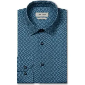 Bugatchi James Ooohcotton® Geo Print Button-up Shirt - Teal