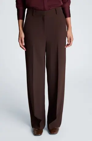 KENNETH COLE High Waist Wide Leg Slash Pocket Pants - Medium Bark