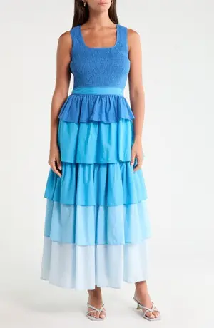 SUGARLIPS Zoria Smocked Tiered Maxi Dress