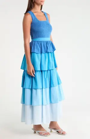 SUGARLIPS Zoria Smocked Tiered Maxi Dress