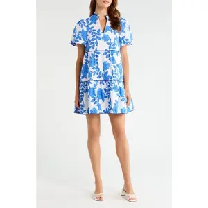 SUGARLIPS Candace Floral Tiered Cotton Minidress