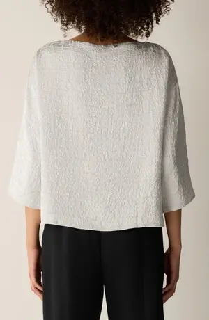 Eileen Fisher Bateau Neck Box Top With 3/4 S - Plaster