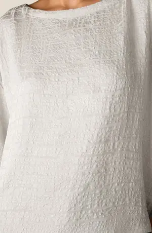 Eileen Fisher Bateau Neck Box Top With 3/4 S - Plaster