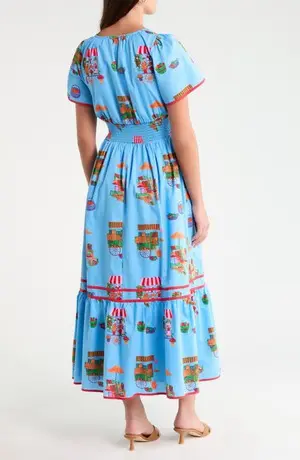SUGARLIPS Ordy Smocked Cotton Maxi Dress