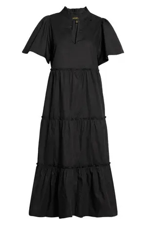 SUGARLIPS Noelle Split Neck Tiered Cotton Dress