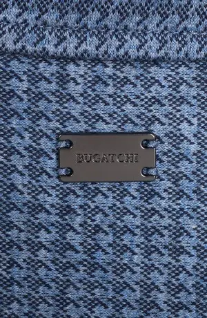 Bugatchi Long Sleeve Cotton Jacquard Button Down Knit Shirt - Ink