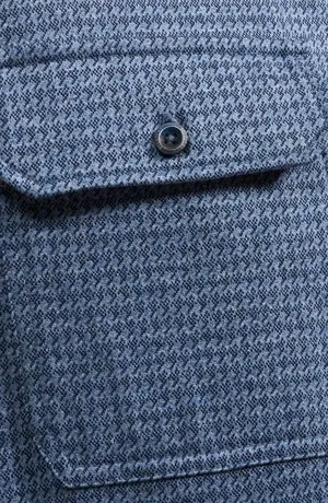 Bugatchi Long Sleeve Cotton Jacquard Button Down Knit Shirt - Ink