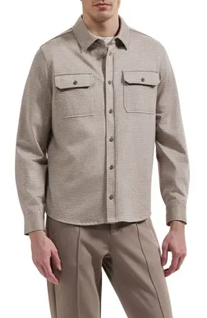 Bugatchi Long Sleeve Cotton Jacquard Button Down Knit Shirt - Walnut