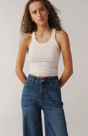 Warp + Weft Nce High Waist Wide Leg Jeans