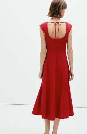 Mango A-line Dress With Bow Back Detail