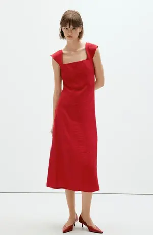 Mango A-line Dress With Bow Back Detail