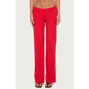 EDIKTED Anika Scooped Straight Leg Pants - Red