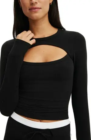 Cotton:on Active Keyhole Long Sleeve Top