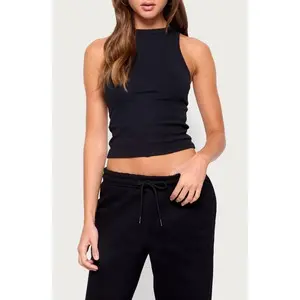 EDIKTED Filipa High Neck Racerback Crop Rib Tank