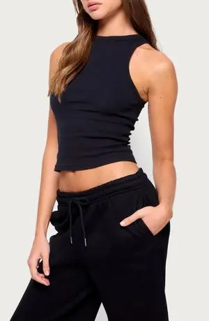 EDIKTED Filipa High Neck Racerback Crop Rib Tank