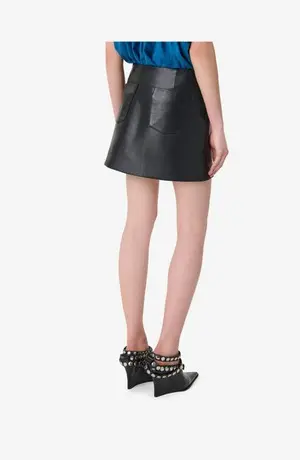 IRO PARIS Hand-waxed Lamb Leather Mini Skirt