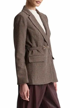 Avec Les Filles Belted Houndstooth Blazer