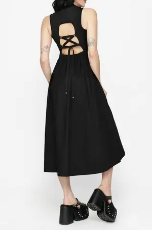 DISTURBIA Morthira Open Back Lace Up Midi Dress