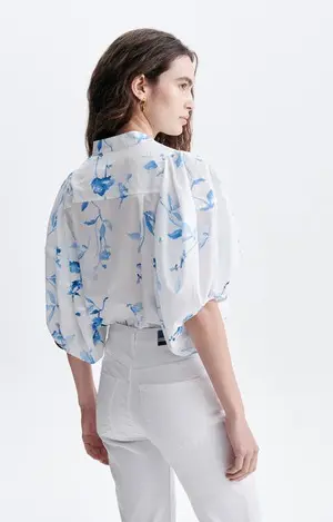 Vanessa Bruno Felicie Puff Sleeve Floral Blouse
