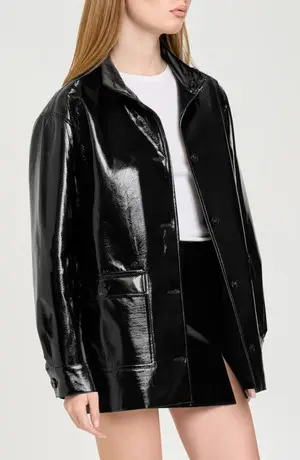 WAYF Rocky Faux Leather Jacket - Black