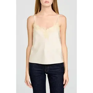 WAYF Kira Lace-trim Cami - Cream