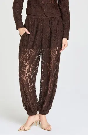 WAYF Rebecca Lace Pants - Chocolate