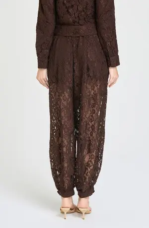 WAYF Rebecca Lace Pants - Chocolate