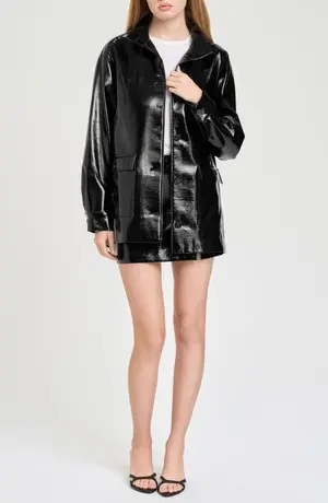 WAYF Rocky Faux Leather Miniskirt - Black