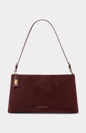 KATIE LOXTON Orin Twist Lock Small Shoulder Bag - Cherry Suedette