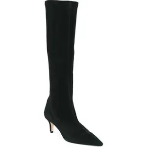 Cinq À Sept Jade Stretch Suede Knee High Boot - Black
