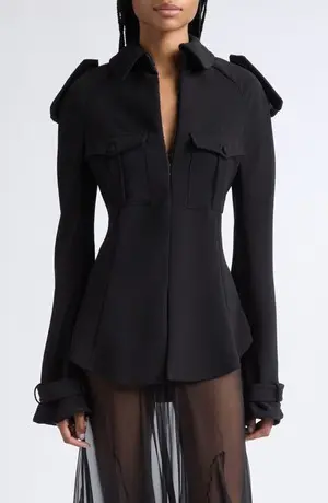 JEAN PAUL GAULTIER Military Inspired Shirt With Peplum And Bell Cuffs - Black