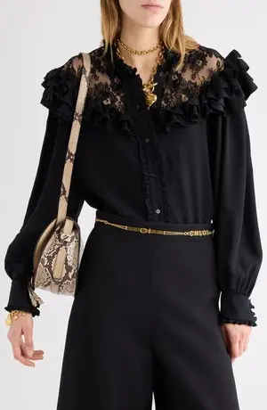Chloé Silk Crepe De Chine Shirt With Lace Details
